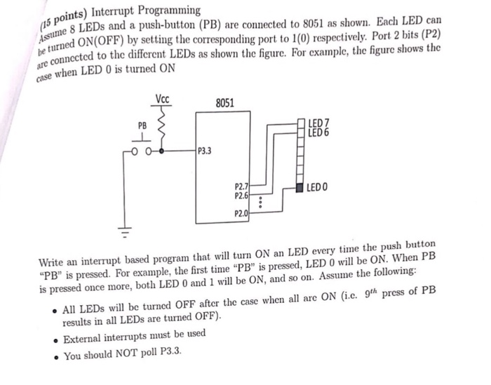 Solved (15 points) Assume 8 LEI points) Interrupt | Chegg.com