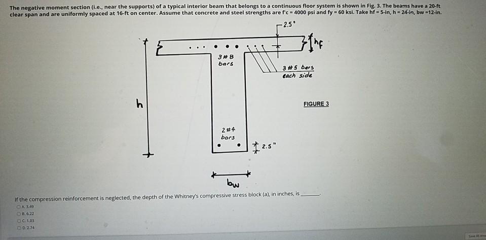Solved The negative moment section (i.e., near the supports) | Chegg.com