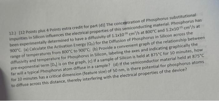 Solved 12.) [12. Points plus 4 Points extra credit for part | Chegg.com