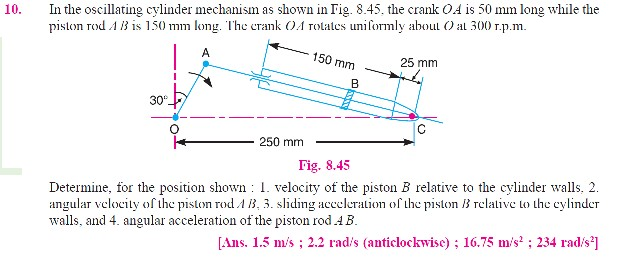 Solved 10. In the oscillating cylinder mechanism as shown in | Chegg.com