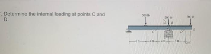 Solved . Determine the internal loading at points C and D. | Chegg.com