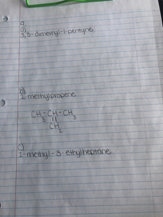 Solved 3,3-dimethyl-1-pentyne 2-methylpropene CH-CH-CH CH | Chegg.com