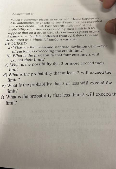 Solved Assignment B When a customer places an order with | Chegg.com