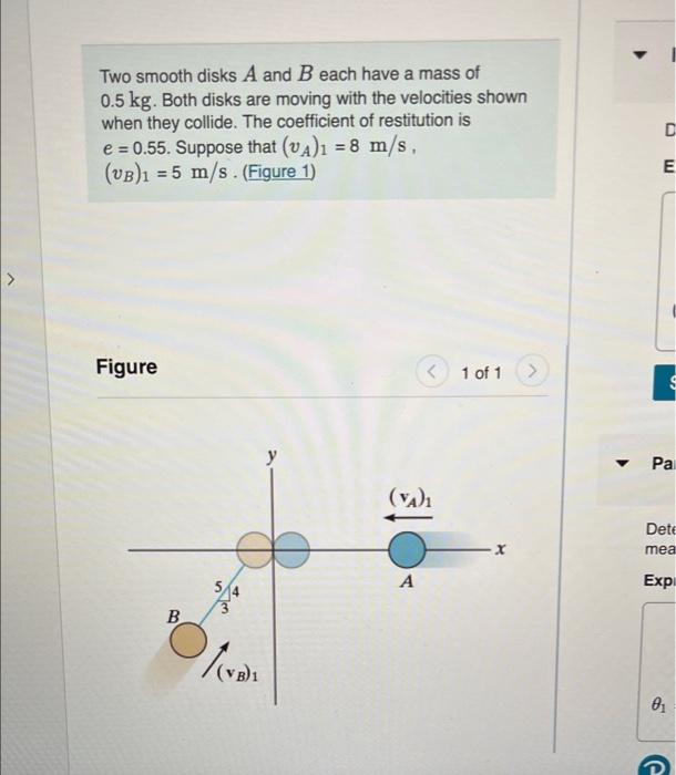 Solved Two smooth disks A and B each have a mass of 0.5 kg. | Chegg.com