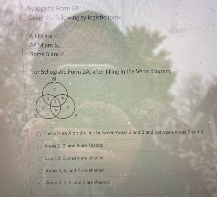 Solved Syllogistic Form 2A Given the following syllogistic | Chegg.com