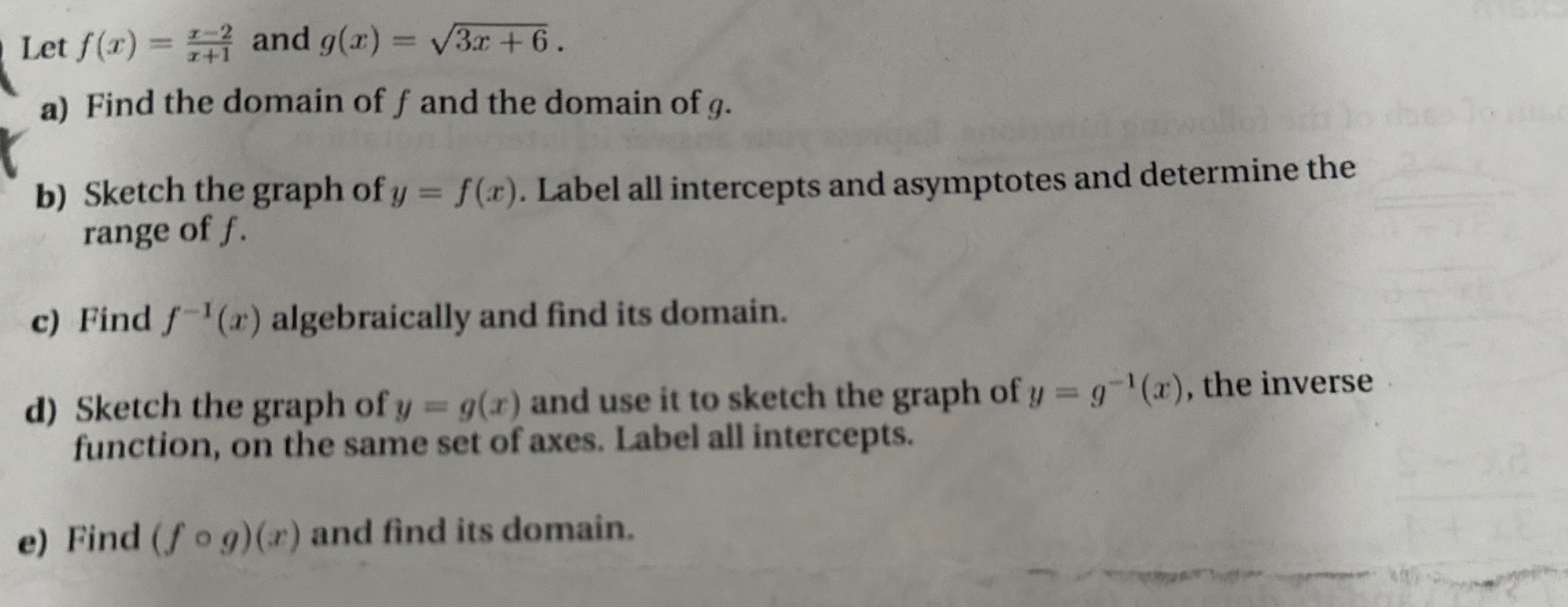 Solved Let f(x)=x-2x+1 ﻿and g(x)=3x+62.a) ﻿Find the domain | Chegg.com