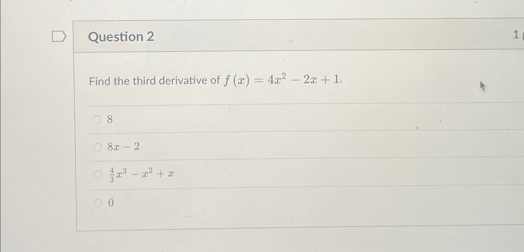 Solved Question 2Find the third derivative of | Chegg.com
