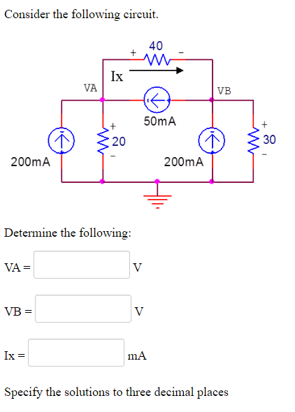 Solved Consider the following circuit.Determine the | Chegg.com