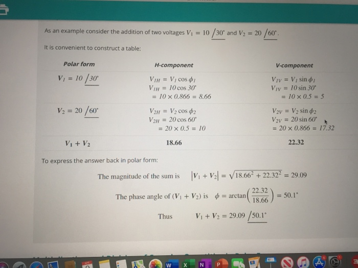 Solved As an example consider the addition of two voltages | Chegg.com