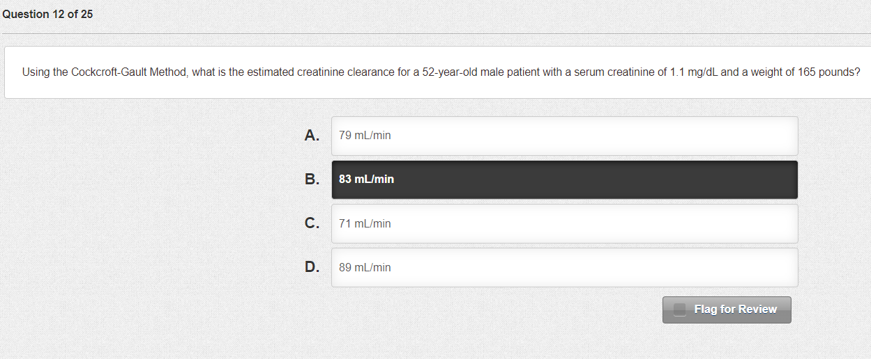 Solved Using the Cockcroft-Gault Method, what is the | Chegg.com