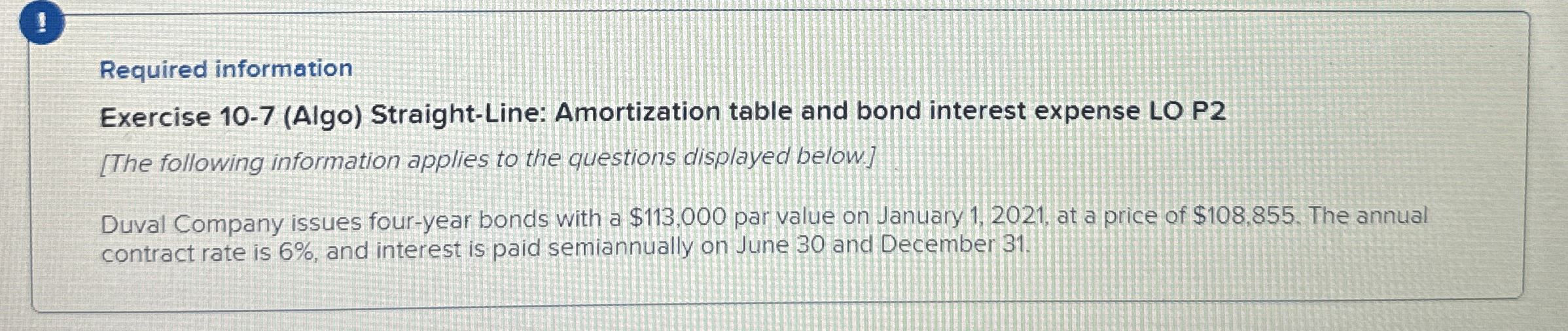 Solved !Required informationExercise 10-7 (Algo) | Chegg.com