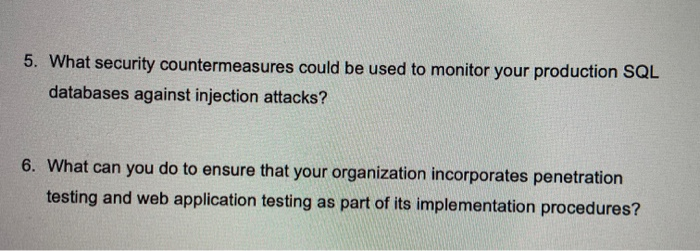 Solved 5. What security countermeasures could be used to | Chegg.com