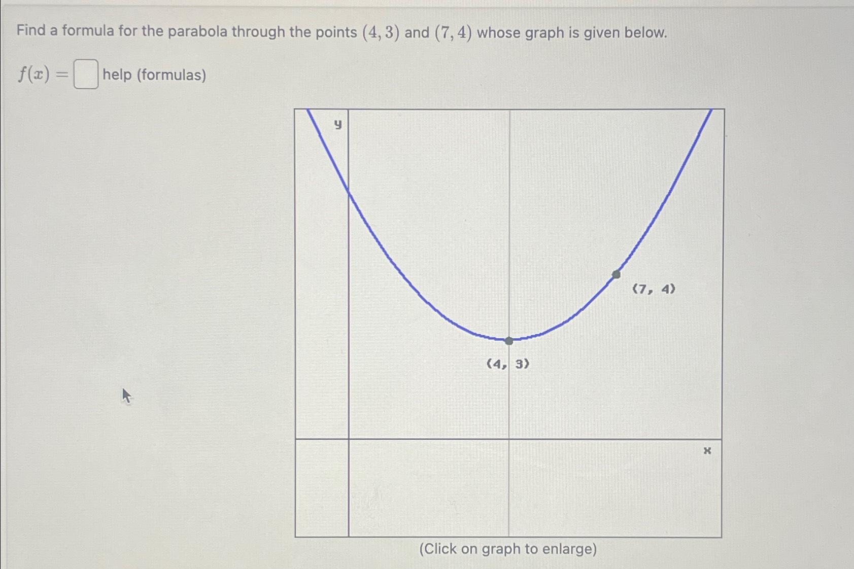 Solved Find a formula for the parabola through the points | Chegg.com
