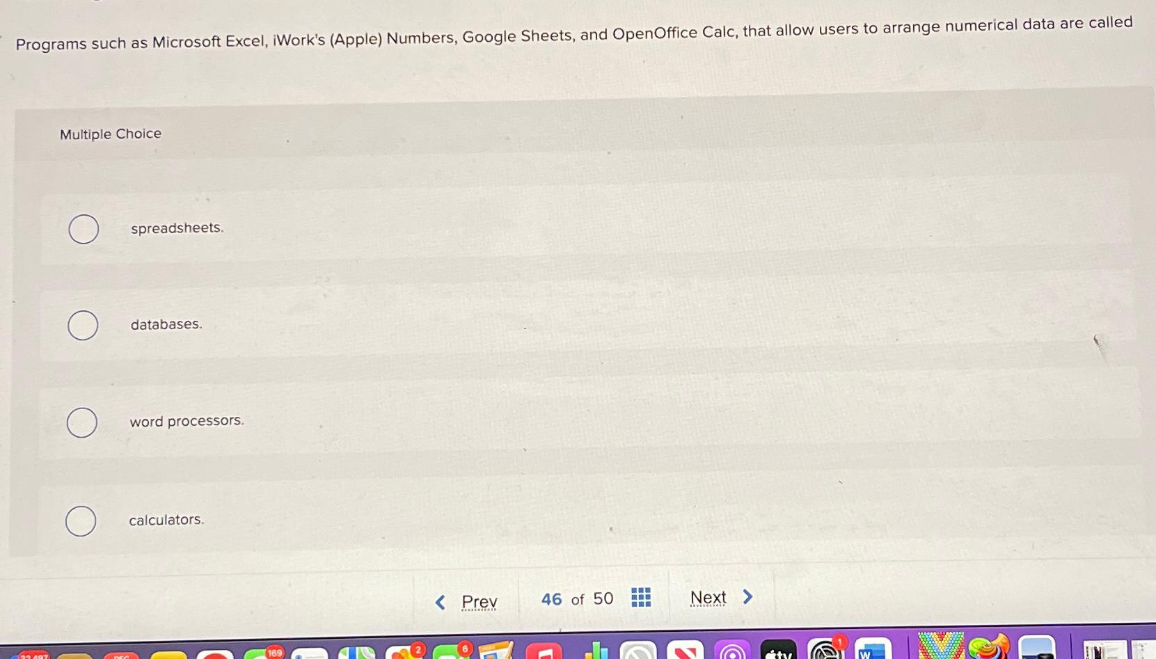 Solved Programs such as Microsoft Excel, iWork's (Apple) | Chegg.com