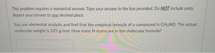 Solved This problem requires a numerical answer. Type your | Chegg.com