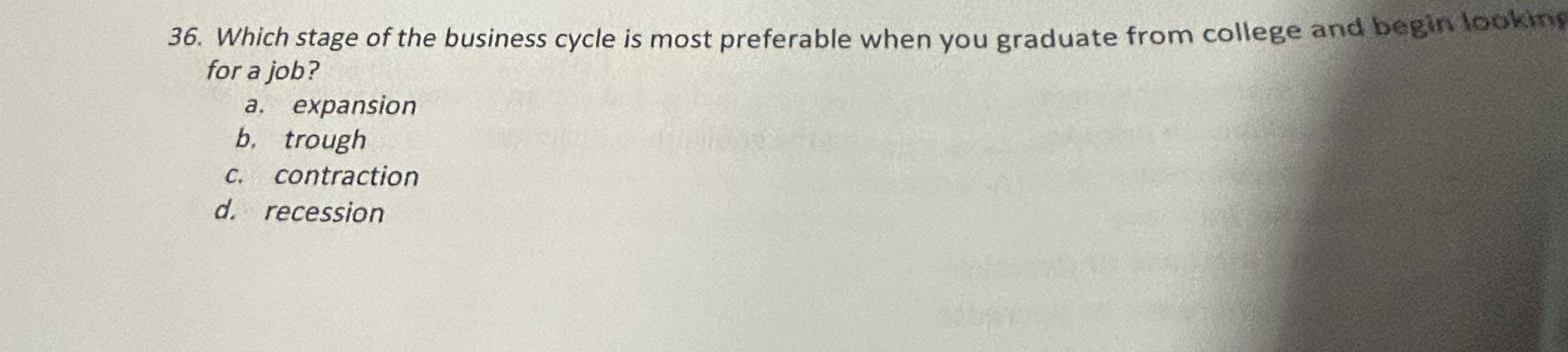 Solved Which stage of the business cycle is most preferable | Chegg.com