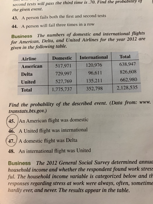 Solved second tests will pass the third time is .70. Find | Chegg.com