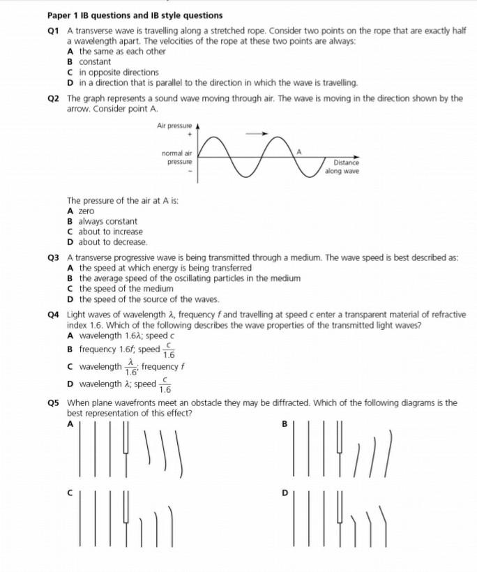 Solved Paper 1 IB questions and IB style questions Q1 A | Chegg.com