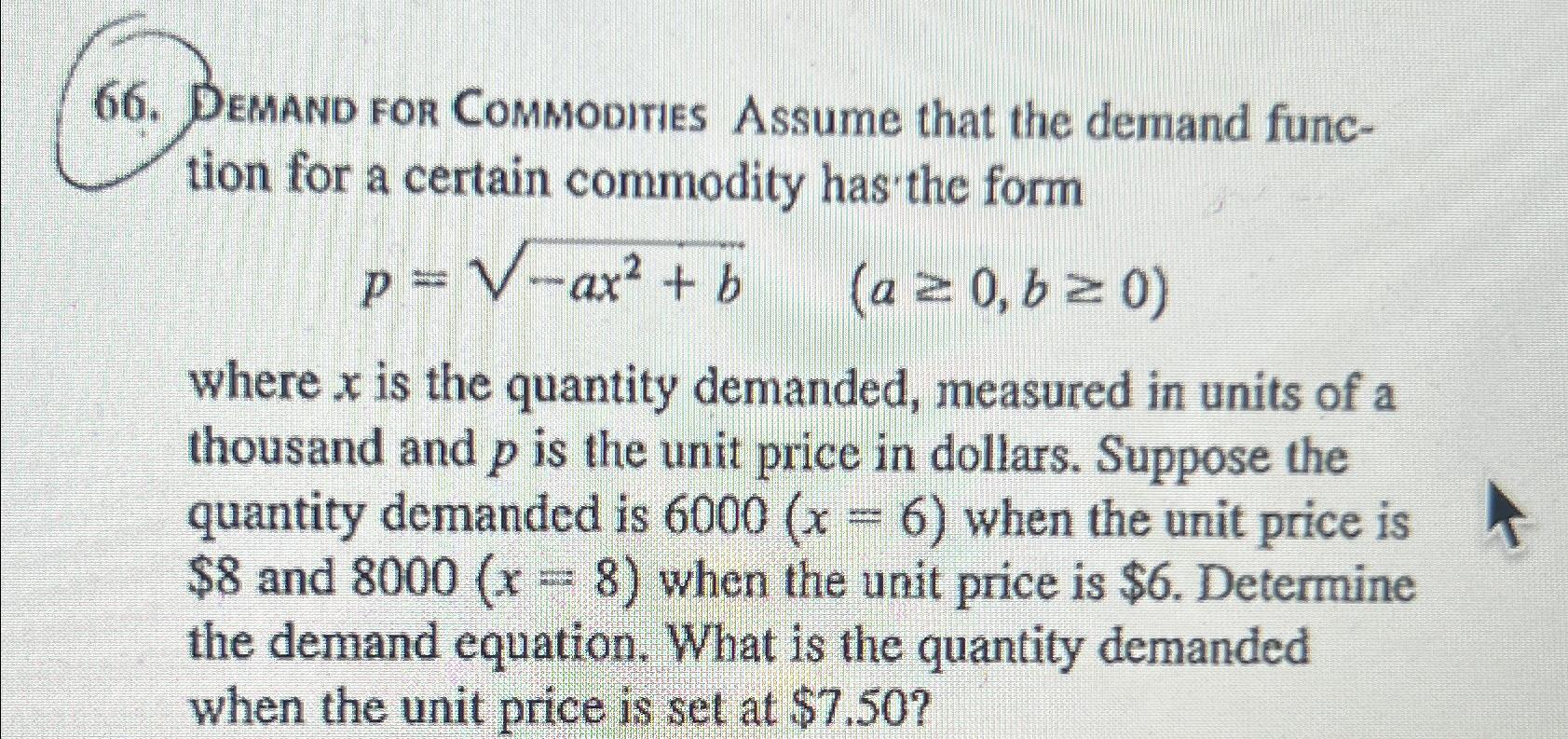 Solved Demand for Commodities Assume that the demand | Chegg.com