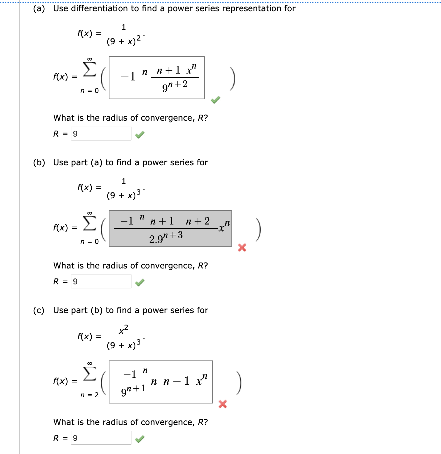 Solved (a) ﻿Use differentiation to find a power series | Chegg.com