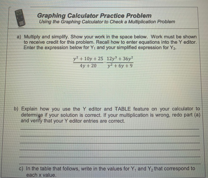 Solved Graphing Calculator Practice Problem Using the | Chegg.com