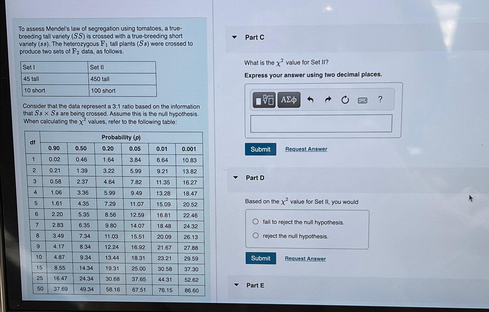 Solved To assess Mendel's law of segregation using tomatoes, | Chegg.com