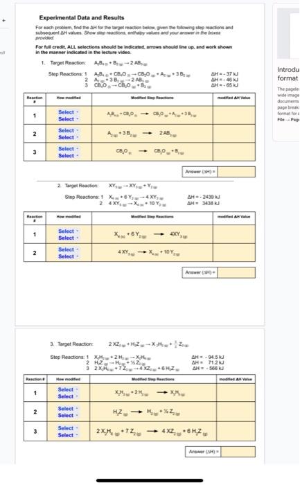 Experimental Data and Results For tach problem, find | Chegg.com