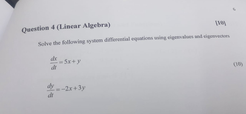 Solved Question 4 (Linear Algebra)10Solve the following | Chegg.com