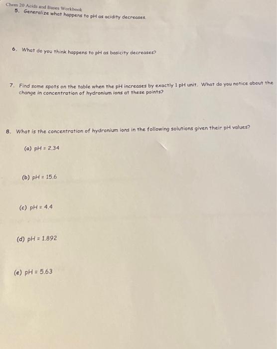 Solved Section B: Calculating pH and Hydronium Ion | Chegg.com