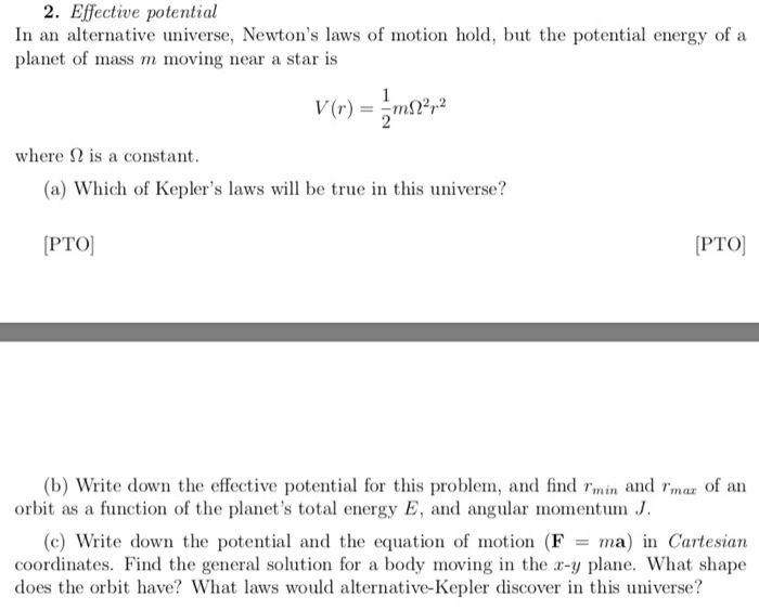Solved 2. Effective potential In an alternative universe, | Chegg.com