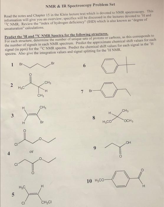 Solved NMR & IR Spectroscopy Problem Set Read the notes and | Chegg.com
