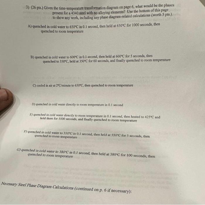 Solved 3) (26 pts.) Given the time-temperature | Chegg.com