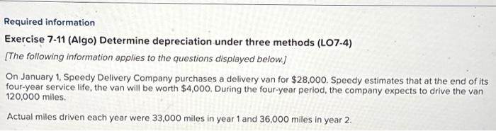Solved Required information Exercise 7-11 (Algo) Determine | Chegg.com