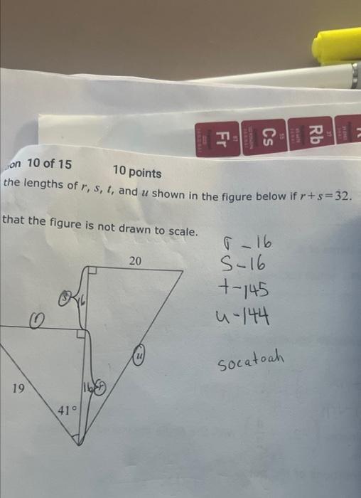Solved the lengths of r,s,t, and u shown in the figure below | Chegg.com