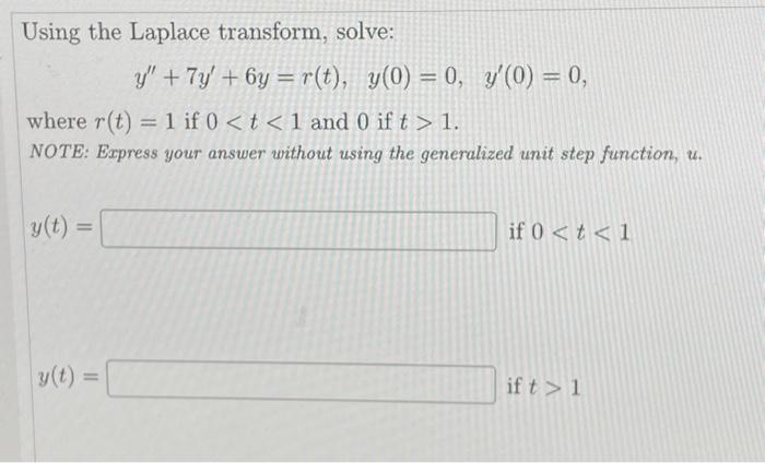 Solved Using the Laplace transform, solve: | Chegg.com