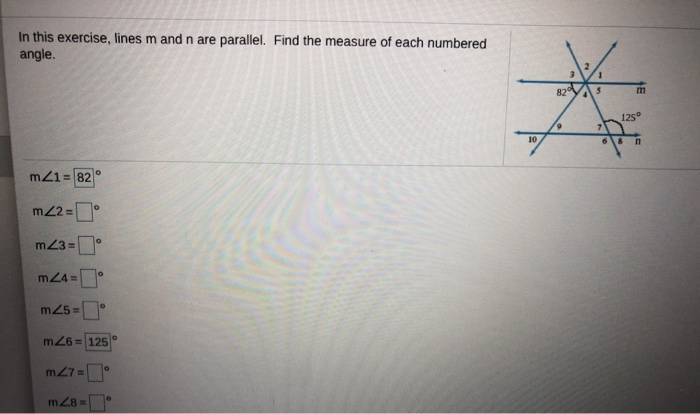 Solved In this exercise, lines m and n are parallel. Find | Chegg.com