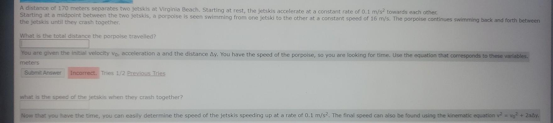 Solved A distance of 170 meters separates two jetskis at | Chegg.com