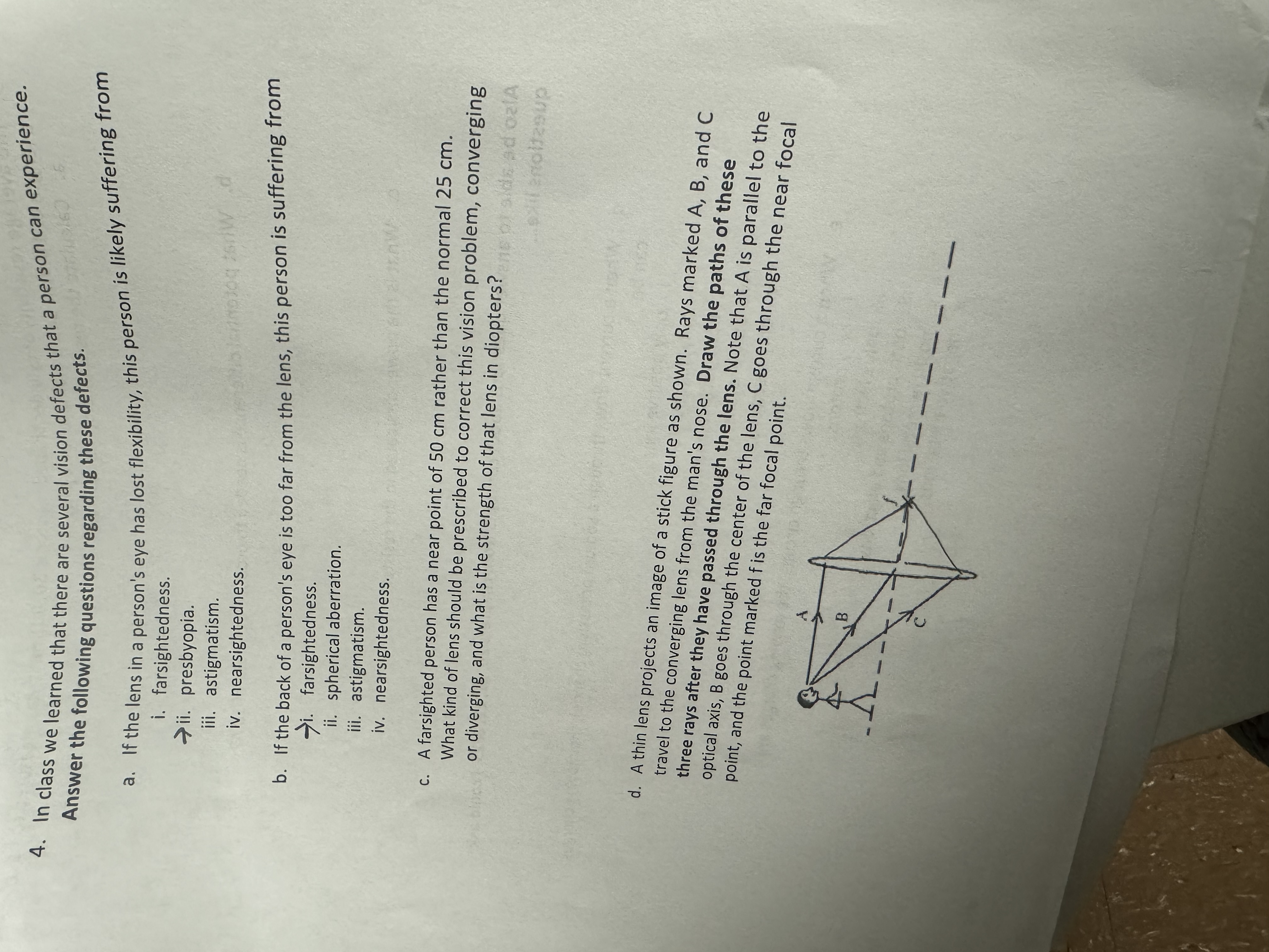 Solved In class we learned that there are several vision | Chegg.com