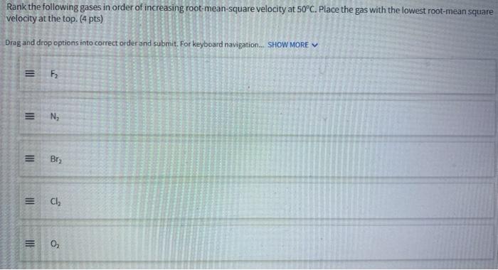 Solved Rank the following gases in order of increasing | Chegg.com