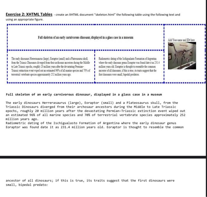 Solved Exercise 2 Xhtml Tables Create An Xhtml Document 