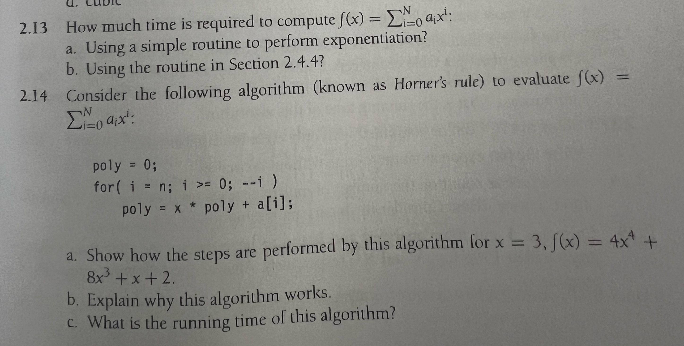 Solved 2.13 ﻿How much time is required to compute | Chegg.com