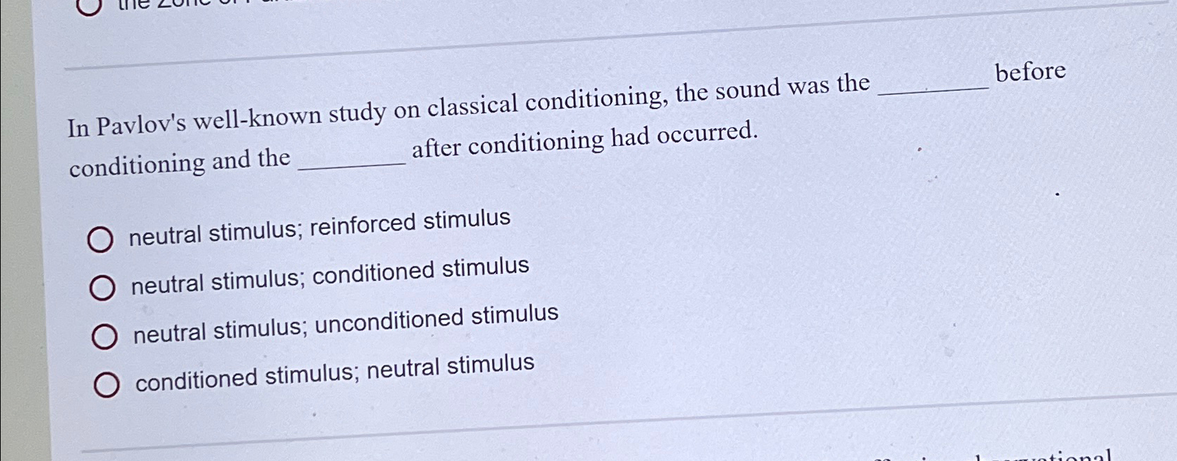 Solved In Pavlov's well-known study on classical | Chegg.com