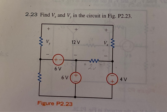 Solved 2.23 Find Vand V, in the circuit in Fig. P2.23. + + | Chegg.com