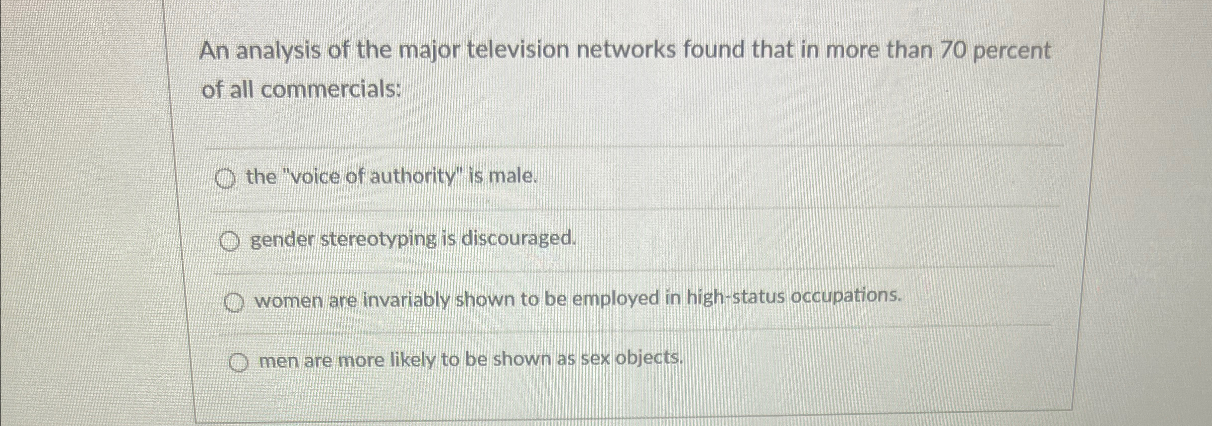Solved An analysis of the major television networks found | Chegg.com