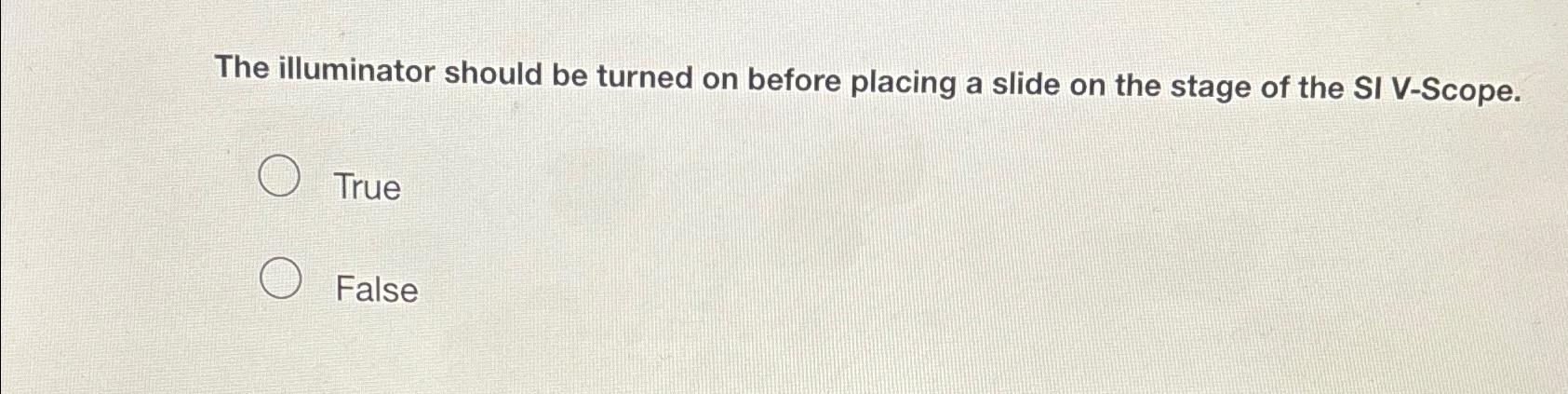 Solved The illuminator should be turned on before placing a | Chegg.com
