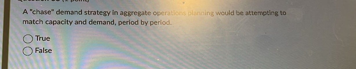 Solved A "chase" demand strategy in aggregate operations | Chegg.com
