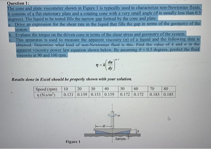 Solved Question 1: The cone and plate viscometer shown in | Chegg.com