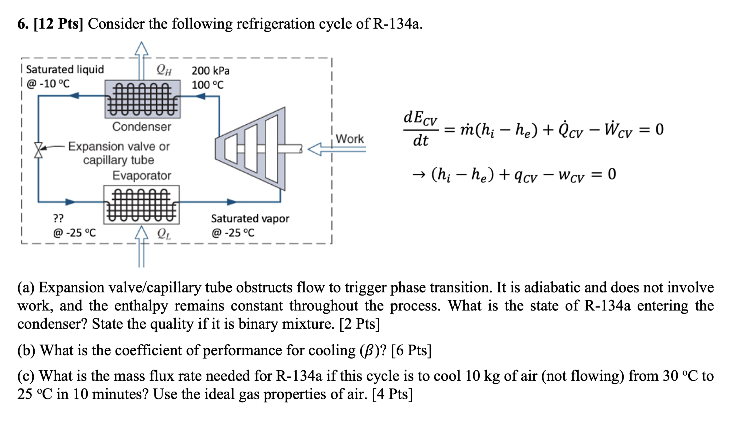Solved [12 Pts] ﻿Consider the following refrigeration cycle | Chegg.com