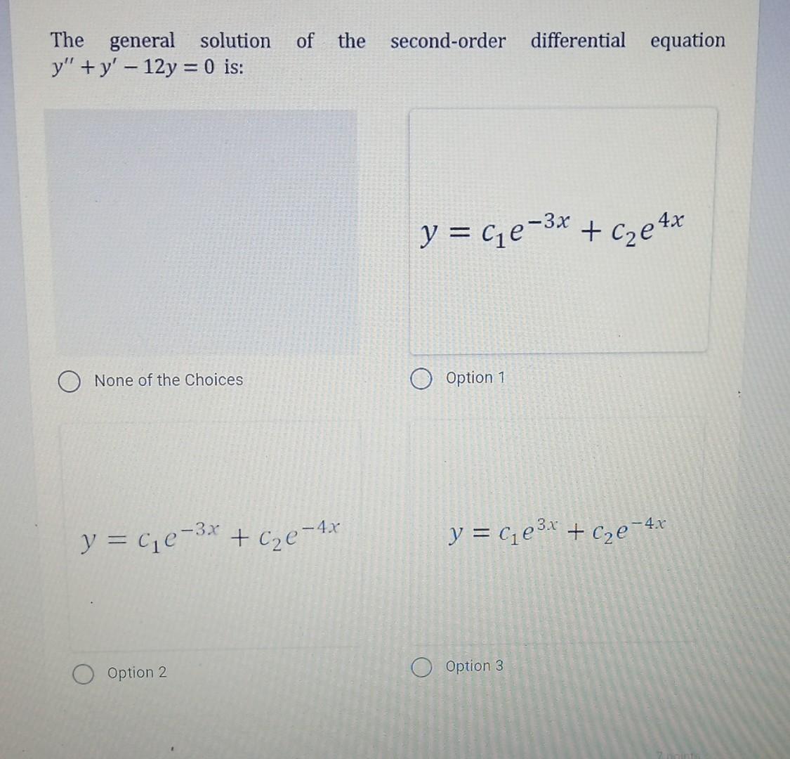 Solved The general solution of the second-order differential | Chegg.com