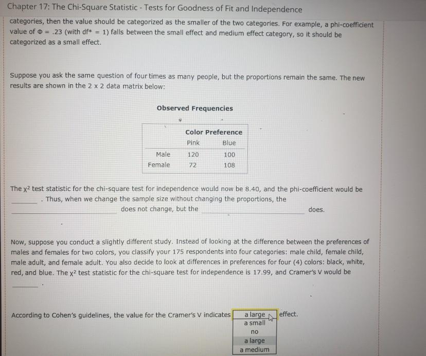 Solved 7. Effect size for the chi-square test for | Chegg.com